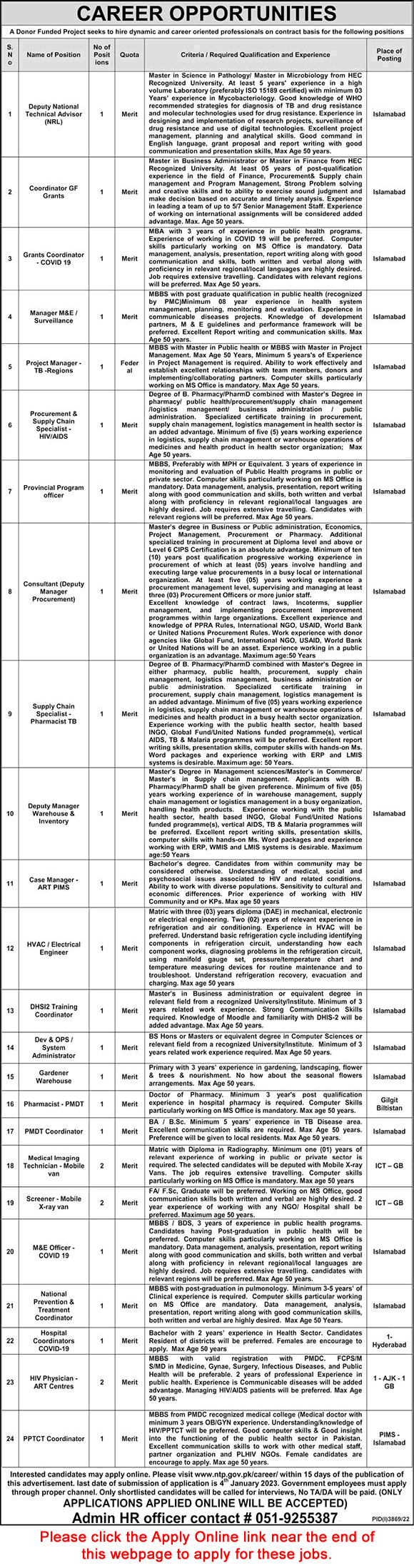 National TB Control Program Jobs December 2022 Online Apply Donor ... National TB Control Program Jobs December 2022 Online Apply Donor ...